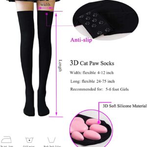 Cat Paw Thigh High Socks, Cute Soft 3D Kitten Paw Pad Claw Toe Beans Stockings for Girls Women Cat Cosplay