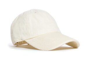 plaid suede womens mens corduroy hat for men casual everyday baseball cap with adjustable straps (off white)