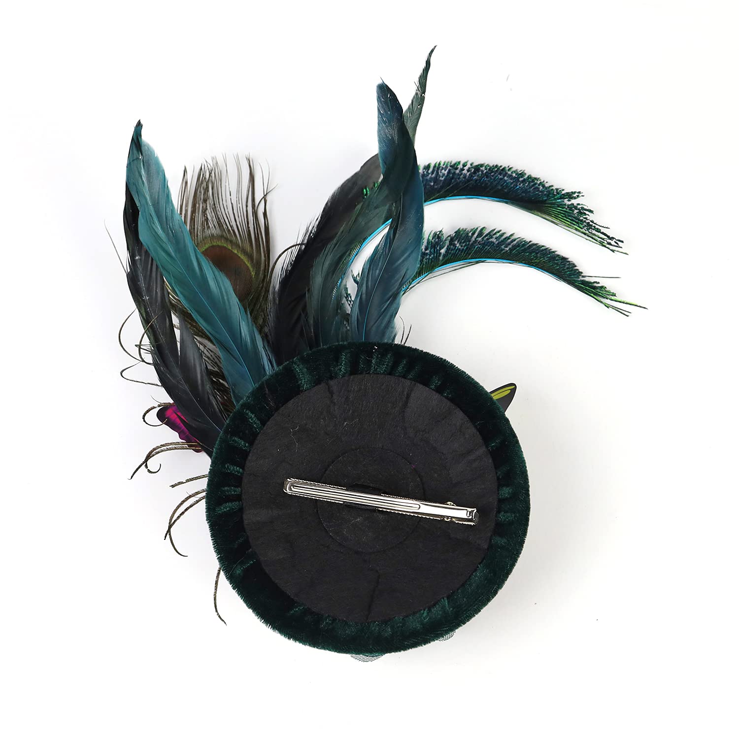 Coucoland Fascinators Hat for Women Pillbox Tea Party Hat Derby Butterfly Feather Cocktail Fascinator Headband (Dark Green)