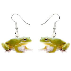 duowei cute sitting frog earrings acrylic drop dangle jewelry for women aesthetic gifts (yellow)