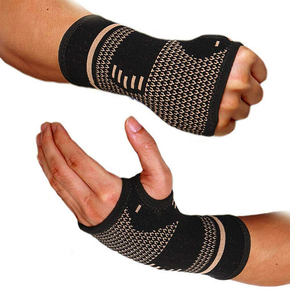 Fansipro 1 Pair Wrist Hand Brace Carpal Tunnel Support Splint Fit Arthritis Sprain Pain, 22-25 CM, Black