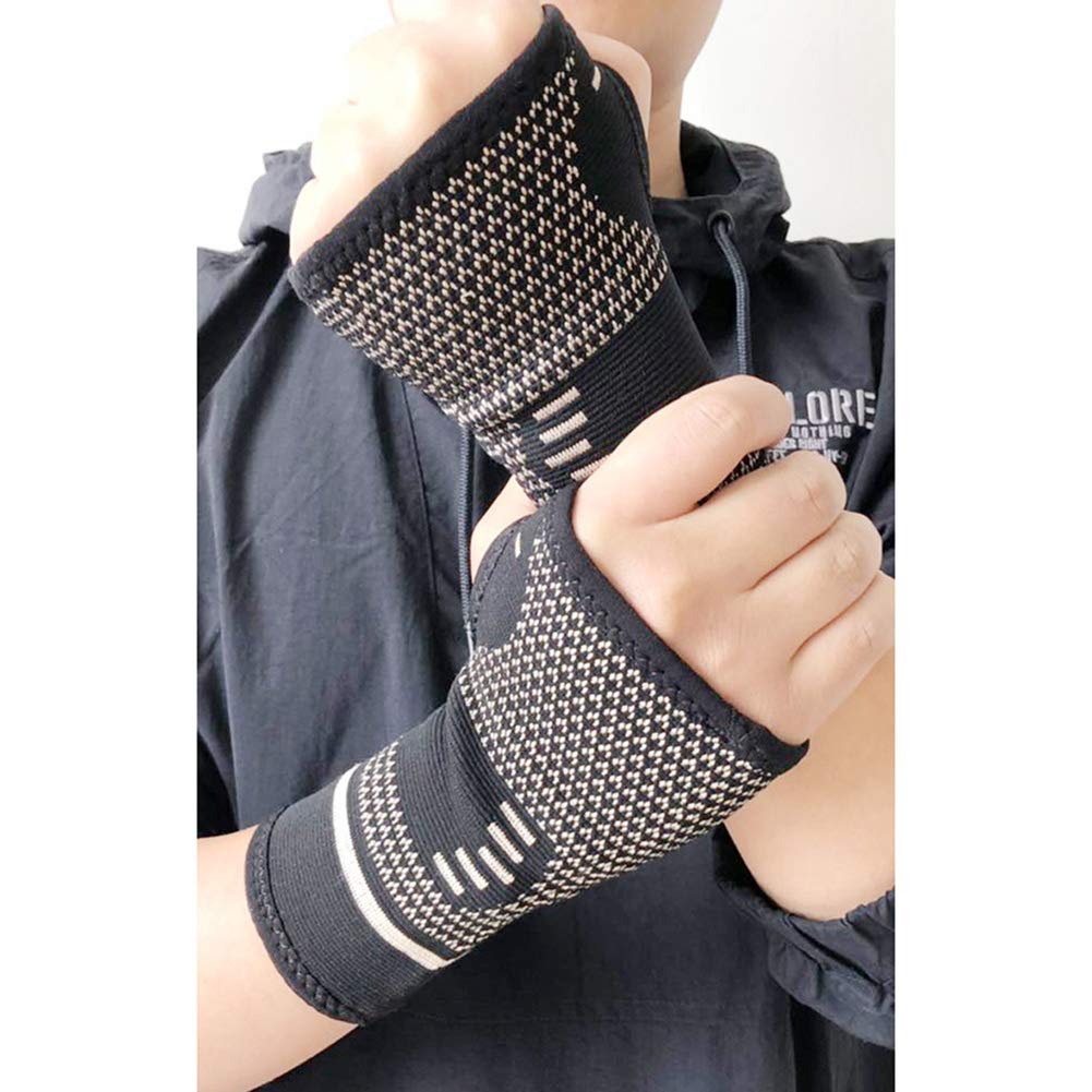 Fansipro 1 Pair Wrist Hand Brace Carpal Tunnel Support Splint Fit Arthritis Sprain Pain, 22-25 CM, Black