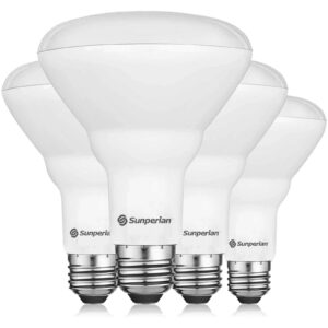 sunperian br30 led bulb, 8.5w=65w, 4000k cool white, 800 lumens, dimmable flood light bulbs for recessed cans, enclosed fixture rated, damp rated, ul listed, e26 standard base (4 pack)