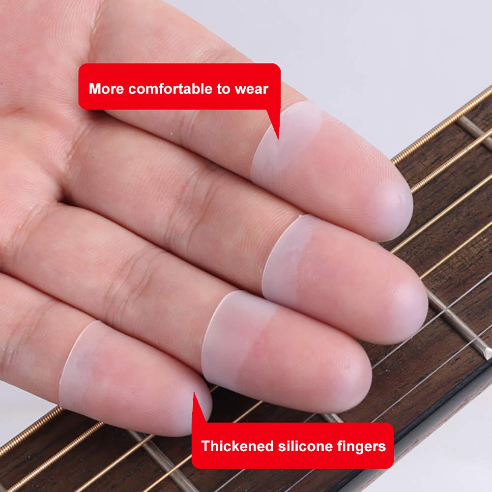 4 Pcs Silicon Fingertip Protector for Guitar, Banjo, Ukulele, Bass and Other String Instruments (M Size)