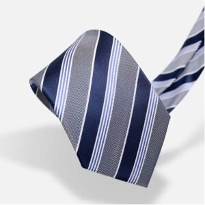 Manoble Fashion Men's Ties Formal Business 3.15'' Ties for Men Dark Light Blue Gray Striped Neckties + Gift Box