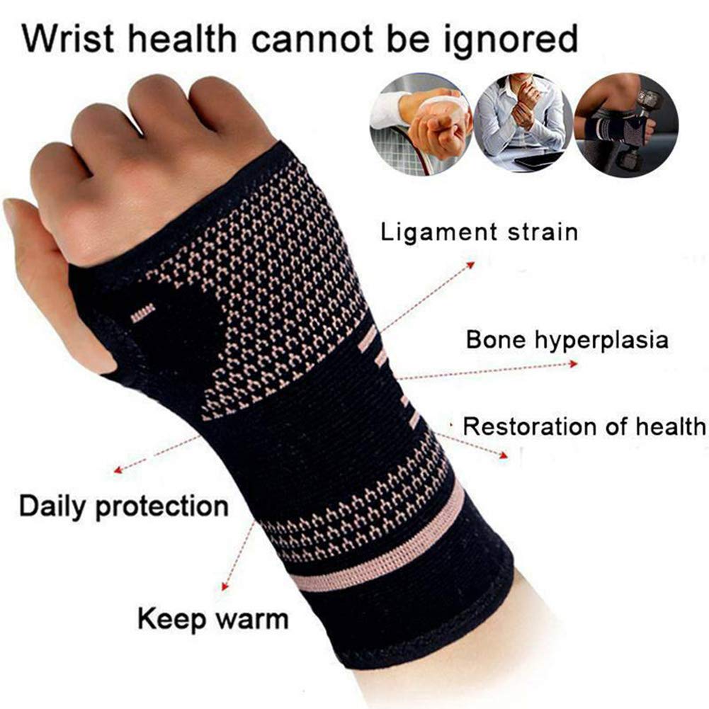 Fansipro 1 Pair Wrist Hand Brace Carpal Tunnel Support Splint Fit Arthritis Sprain Pain, 22-25 CM, Black