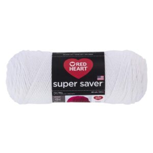 Red Heart Yarn Super Saver 100% Acrylic Worsted Weight Yarn for Knitting and Crocheting - Yarn Pack of 6, 7oz Each (White)