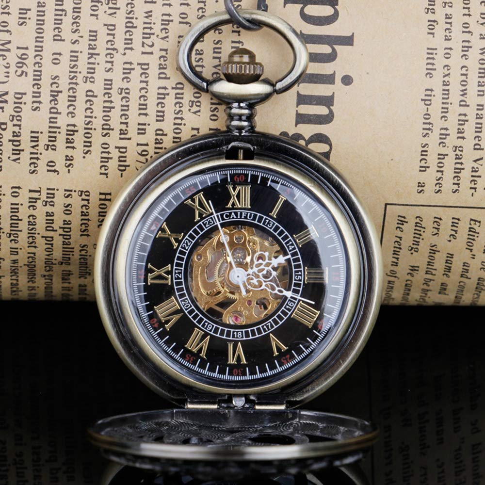 Classic Hollow Design Hand Winding Mechanical Pocket Watch Mens Watches