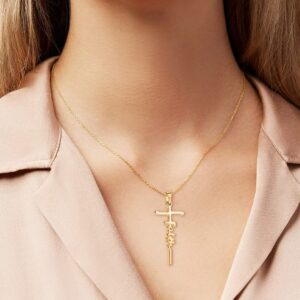 sovesi Faith Cross Necklace for Women 14K Gold Plated Cross Pendant Hope Necklaces Religious Jewelry Gift for Women Gold Faith