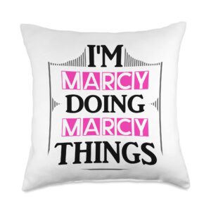 custom marcy gifts & designs for girls marcy things funny name gift white throw pillow, 18x18, multicolor