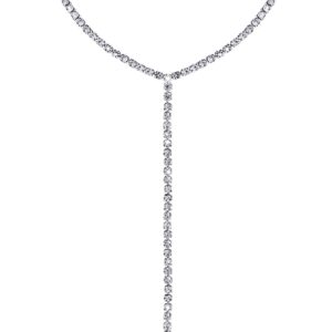 EFTOM Rhinestone Choker Necklaces Silver Sparkly Diamond Choker Long Tassel Choker Necklace for Women 5 Rows