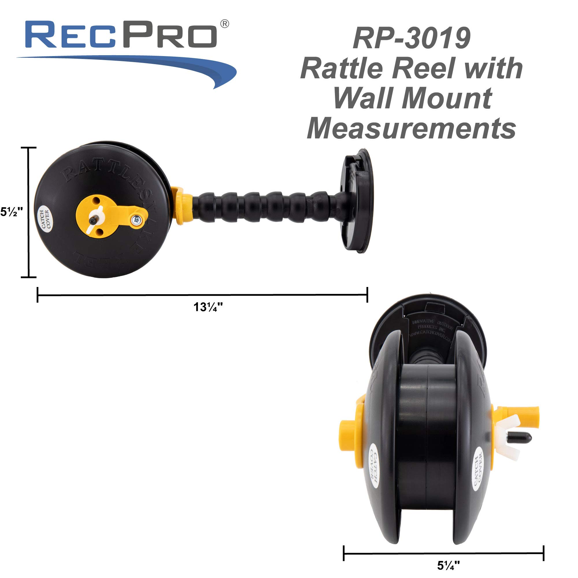 RecPro Ice Fishing Gear Rattlesnake Reel | Noisemaker Reel | Quick Disc Wall Mount