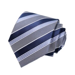 manoble fashion men's ties formal business 3.15'' ties for men dark light blue gray striped neckties + gift box