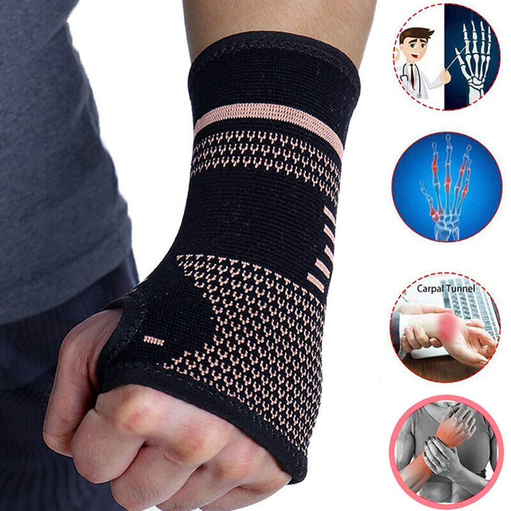 Fansipro 1 Pair Wrist Hand Brace Carpal Tunnel Support Splint Fit Arthritis Sprain Pain, 22-25 CM, Black