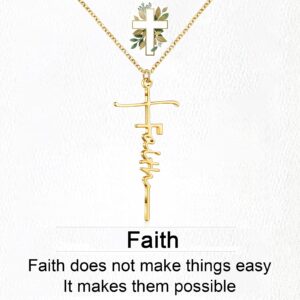 sovesi Faith Cross Necklace for Women 14K Gold Plated Cross Pendant Hope Necklaces Religious Jewelry Gift for Women Gold Faith