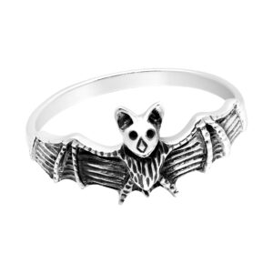 aeravida gothic spooky nocturnal bat .925 sterling silver ring | statement fashion, gothic ring | casual jewelry gift | size 5