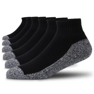 6 pairs cotton extra heavy athletic socks wicking work cushion ankle sport running short socks for men & women (black ankle 6 pairs, middle)