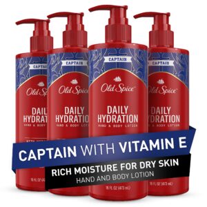 old spice captain daily hydration hand & body lotion 24/7 shower freshness with vitamin e, 16 fl oz (pack of 4)