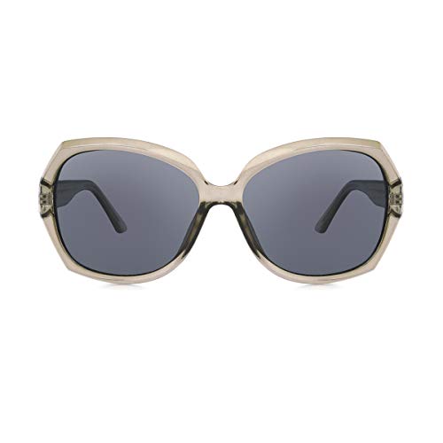 Sofia Vergara x Foster Grant Sofia Vergara x Foster Alejandra Square Reader Sunglasses for Women, Shiny Crystal Taupe, 58 mm + 1.25