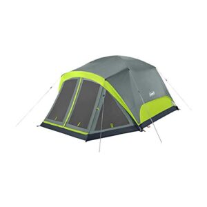 coleman skydome weatherproof camping tent, featuring screen room, quick set-up, increased headroom, 4/6/8 person size options, perfect for outdoor adventure