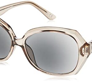 Sofia Vergara x Foster Grant Sofia Vergara x Foster Alejandra Square Reader Sunglasses for Women, Shiny Crystal Taupe, 58 mm + 1.25