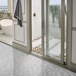 MSI AMZ-MD-00239 Carrara White Ellipsis 8.66 in. x 11.63 in. Geometric Polished Marble Mesh-Mounted Mosaic Wall Bathroom, Floor, Kitchen Backsplash and Countertop Tile Gray, 3 Square Feet