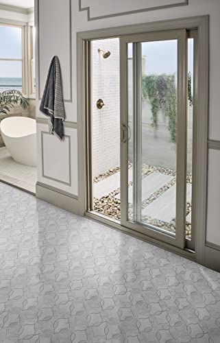 MSI AMZ-MD-00239 Carrara White Ellipsis 8.66 in. x 11.63 in. Geometric Polished Marble Mesh-Mounted Mosaic Wall Bathroom, Floor, Kitchen Backsplash and Countertop Tile Gray, 3 Square Feet