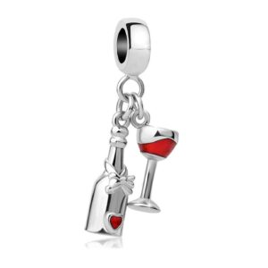 chili jewelry sparkling red wine bottle glass cup charms red wine lover dangle bead for bracelets