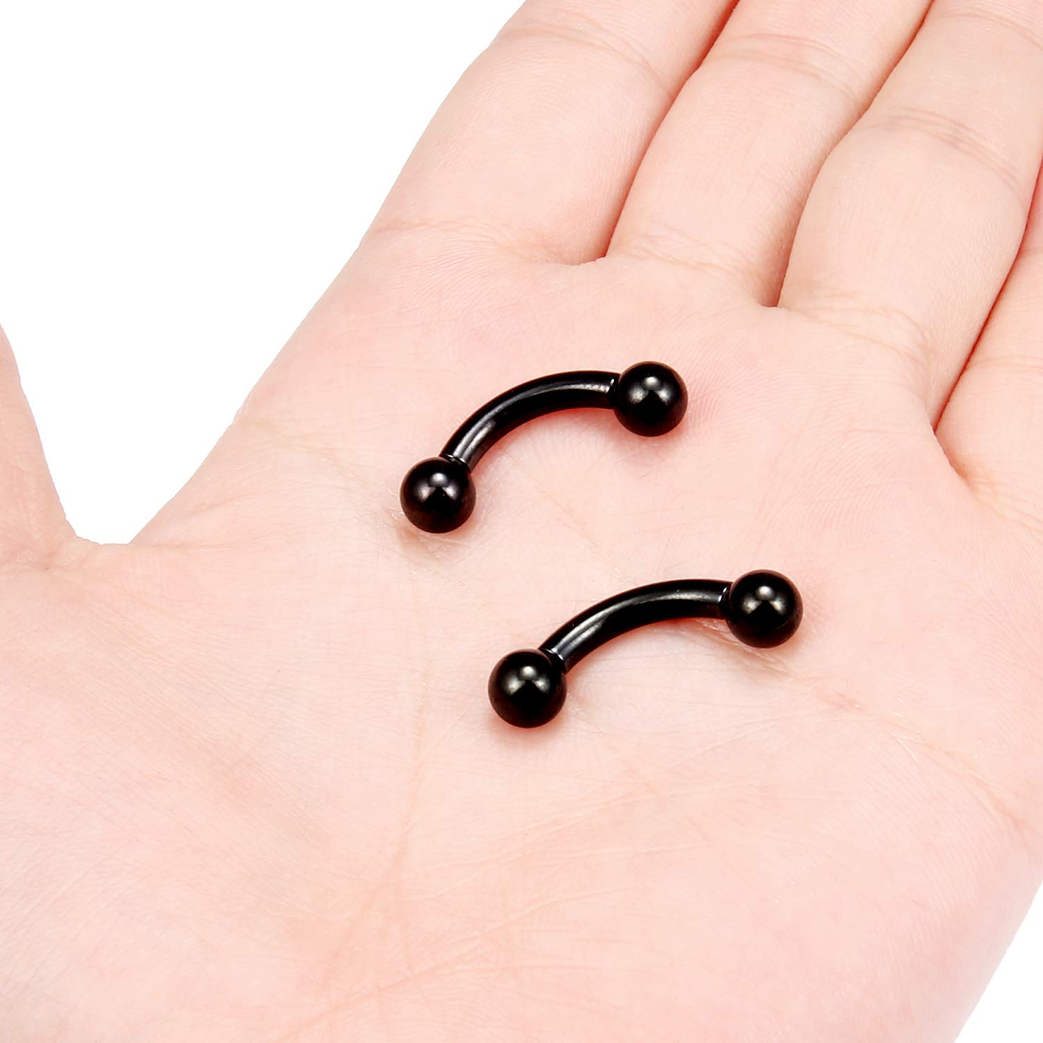 Ftovosyo PA Rings 316L Surgical Steel Internally Threaded Bent Curved Barbell for Women Men CR Ear Gauges Earrings 8G 12mm 1 Pair, Color Black