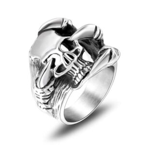 nanmuc vintage stainless steel gothic skull ring punk biker statement ring cocktail party ring size 12