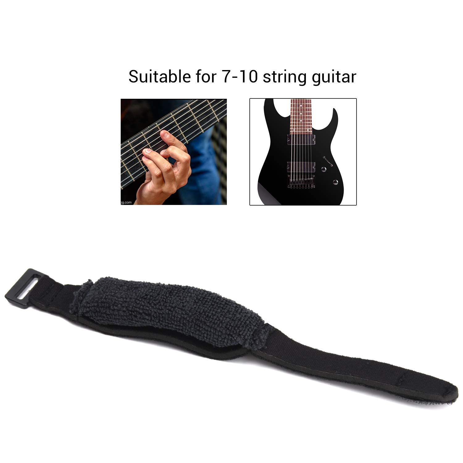 Facmogu 2PCS Guitar String Mute Dampener, Guitar String Cover Belt, Adjustable Bass Guitar Mute Silencer, Fretboard Muting Straps, Guitar Noise Damper Tape, Musical Instrument Accessories - Black