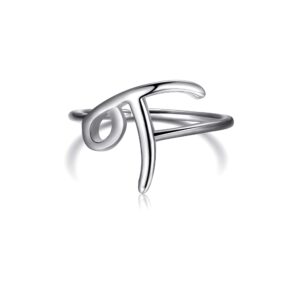 fanze letter ring for women, 925 sterling silver dainty initial alphabet ring birthday gift, personality jewelry for women mother friends