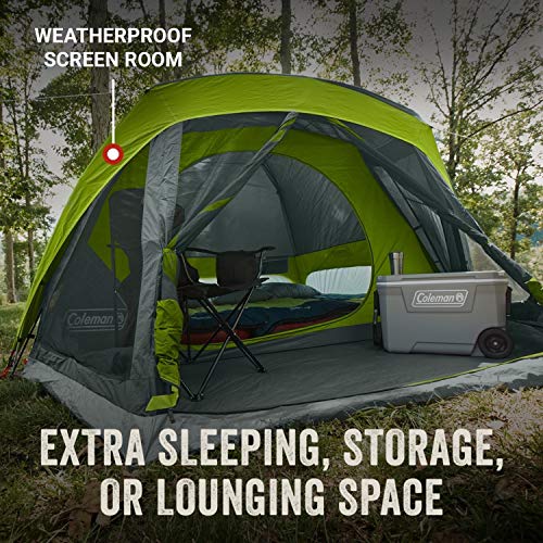 Coleman Skydome Weatherproof Camping Tent, Featuring Screen Room, Quick Set-Up, Increased Headroom, 4/6/8 Person Size Options, Perfect for Outdoor Adventure