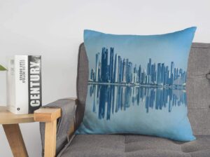 pillow cover view futuristic district urban east skyline doha coastline travel qatar landmarks business finance linen decorative square throw pillow cover 20x20 inch for sofa couch decoration