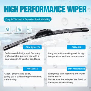 VTOGOI OEM Quality 22''+22'' Premium All-Season Auto Windshield Natural Rubber J-Hook Wiper Blades(Pack of 2)