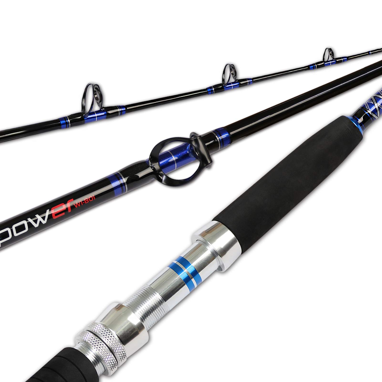 Fiblink 1-Piece/ 2-Piece Saltwater Offshore Trolling Rod Big Game Rod Conventional Boat Fishing Pole (1-Piece, 5'6" - 30-50lbs)