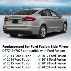 Passenger Right Side Heated Mirror Glass Replacement for 2013 2014 2015 2016 2017 2018 2019 2020 Ford Fusion - Exterior Side View Convex Mirror with Blind Spot, Replace DS7Z17K707B