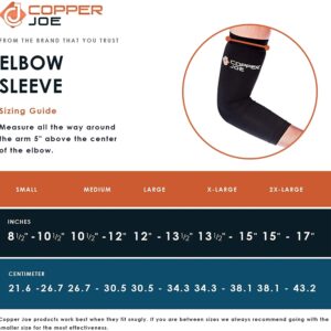 Copper Joe 2 Pack Recovery Elbow Compression Sleeve - Ultimate Copper Relief Elbow Brace for Arthritis, Golfers or Tennis Elbow and Tendonitis. Elbow Support Arm Sleeves For Men and Women (2X-Large)