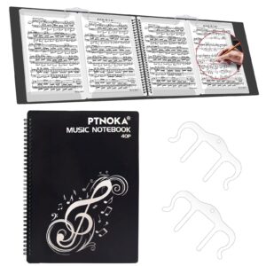 sheet music folders music binder 4 pages expand spiral-bound a4 size 10 sleeves 40 pockets (black)