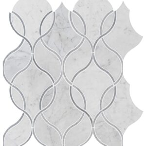 MSI AMZ-MD-00239 Carrara White Ellipsis 8.66 in. x 11.63 in. Geometric Polished Marble Mesh-Mounted Mosaic Wall Bathroom, Floor, Kitchen Backsplash and Countertop Tile Gray, 3 Square Feet