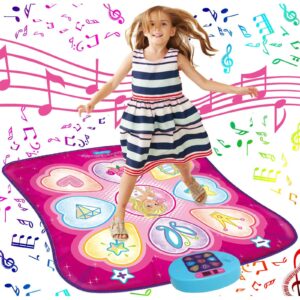 sunlin dance mat - dance mixer rhythm step play mat - dance game toy gift for kids girls boys - dance pad with led lights, adjustable volume, built-in music, 3 challenge levels (3-12 years old)