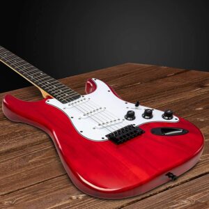 LyxPro Full Size Electric Guitar Red with 20w Amp Package With Mackie Onyx Artist 2-2 Audio/Midi interface With Pro Tools First/Tracktion Music Production Software Kit With Professional Headphones