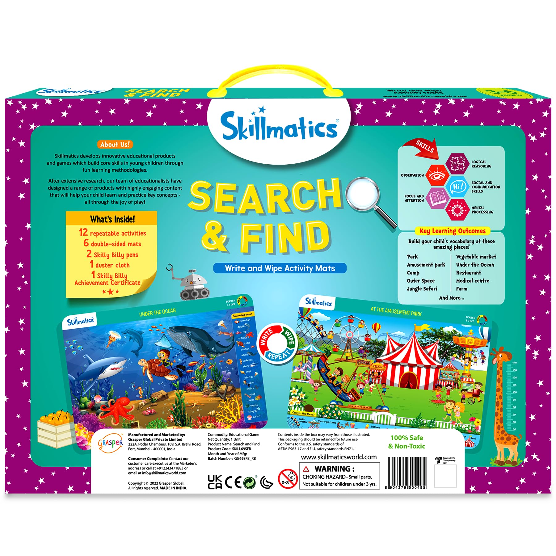 Skillmatics Preschool Learning Activity - Search and Find Educational Game, Perfect for Kids, Toddlers Who Love Toys, Art and Craft Activities, Gifts for Girls and Boys Ages 3, 4, 5, 6