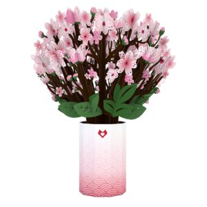 lovepop cherry blossom paper bouquet pop up card, 10.25 x 7.5-3d paper flower greeting card, spring card for wife, mom or friend, anniversary pop up paper bouquet, thinking of you