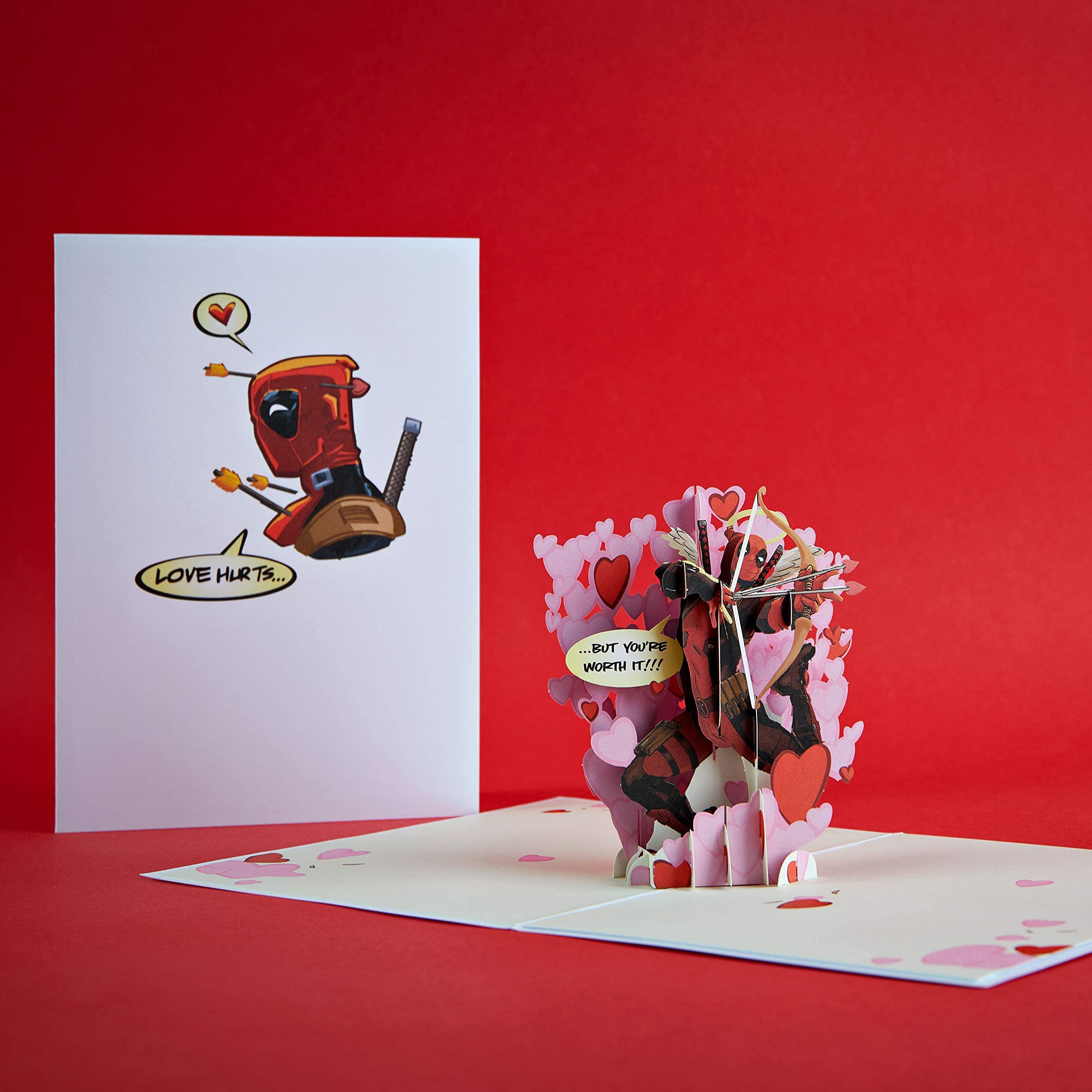 Lovepop Marvel's Deadpool Love Hurts Pop Up Card - 3D Cards, Valentine’s Day Cards, Card for Husband, Card for Wife, Anniversary Card, Romance Card, Valentines Day Card for Kids