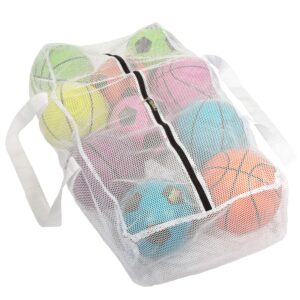 extra large ball sports bag - double zipper, two straps for wearing on back or carrying - gym bag fits up to 10 full size soccer balls, basketballs, volleyballs, and more