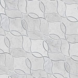 MSI AMZ-MD-00239 Carrara White Ellipsis 8.66 in. x 11.63 in. Geometric Polished Marble Mesh-Mounted Mosaic Wall Bathroom, Floor, Kitchen Backsplash and Countertop Tile Gray, 3 Square Feet