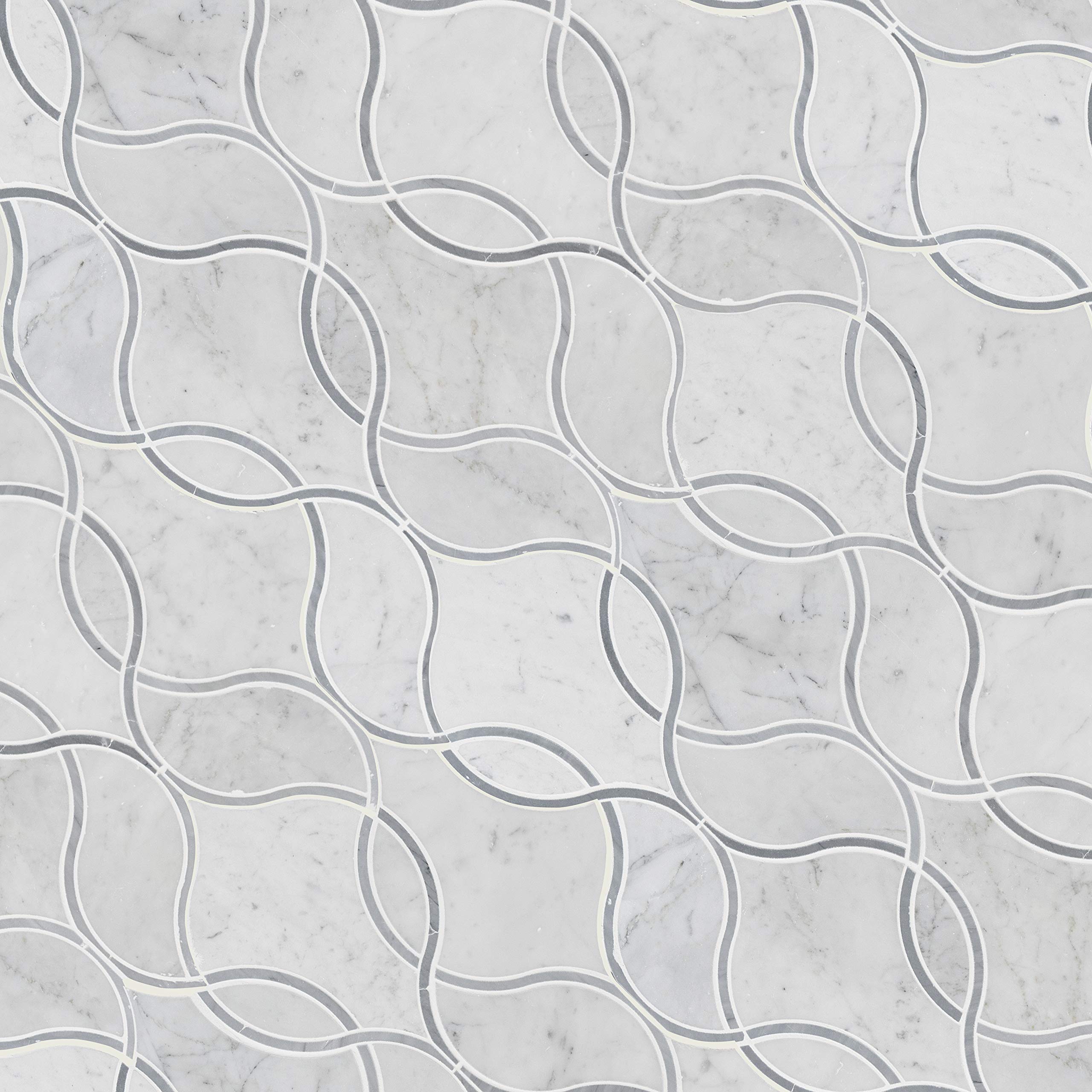 MSI AMZ-MD-00239 Carrara White Ellipsis 8.66 in. x 11.63 in. Geometric Polished Marble Mesh-Mounted Mosaic Wall Bathroom, Floor, Kitchen Backsplash and Countertop Tile Gray, 3 Square Feet