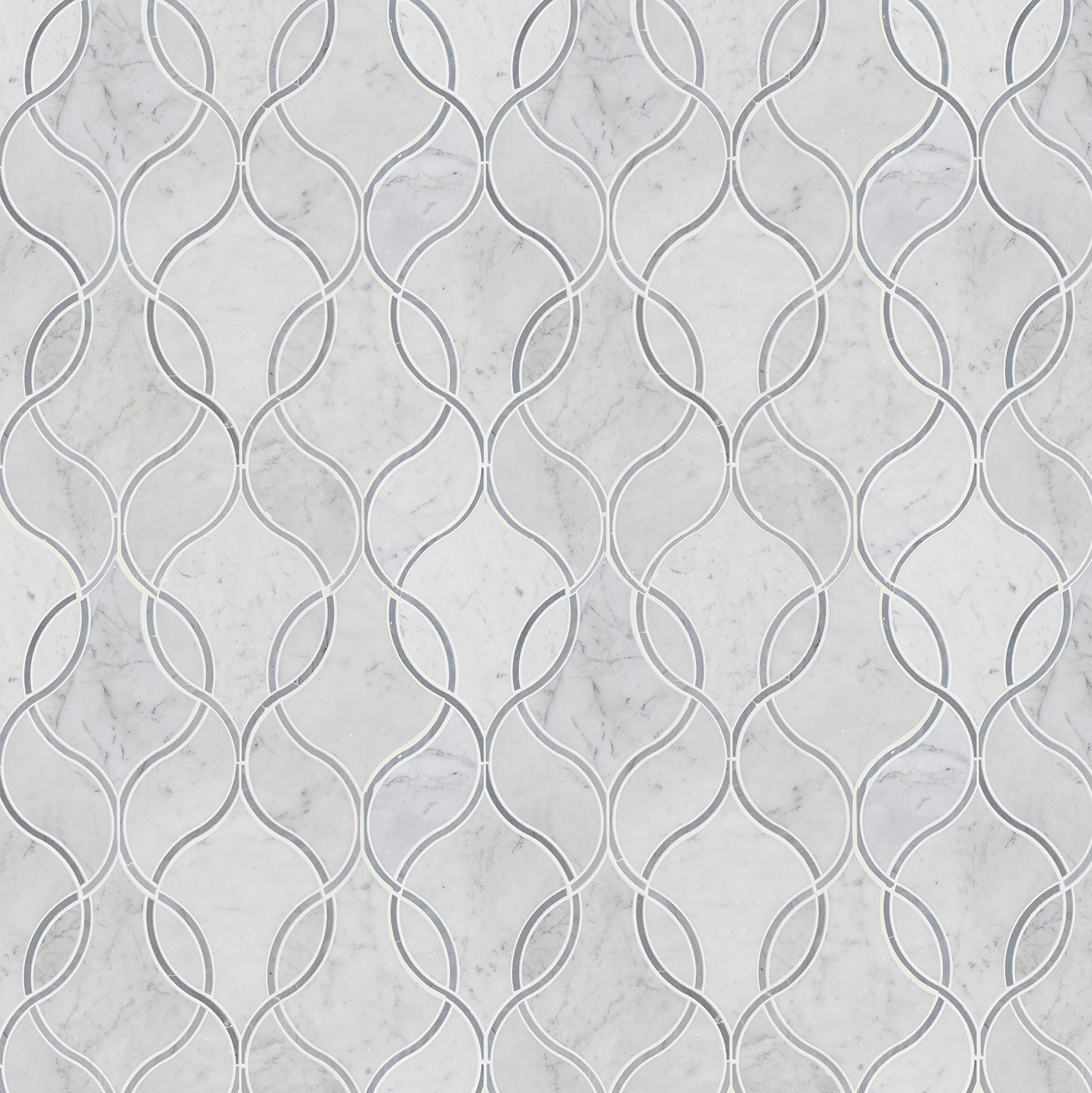 MSI AMZ-MD-00239 Carrara White Ellipsis 8.66 in. x 11.63 in. Geometric Polished Marble Mesh-Mounted Mosaic Wall Bathroom, Floor, Kitchen Backsplash and Countertop Tile Gray, 3 Square Feet