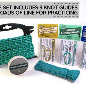 Deluxe Knot Tying Kit with Rope, Cord, Fishing Line, and 3 Knot Tying Guides (Outdoors, Fishing, Boating) - Learn How to Tie 42 Knots